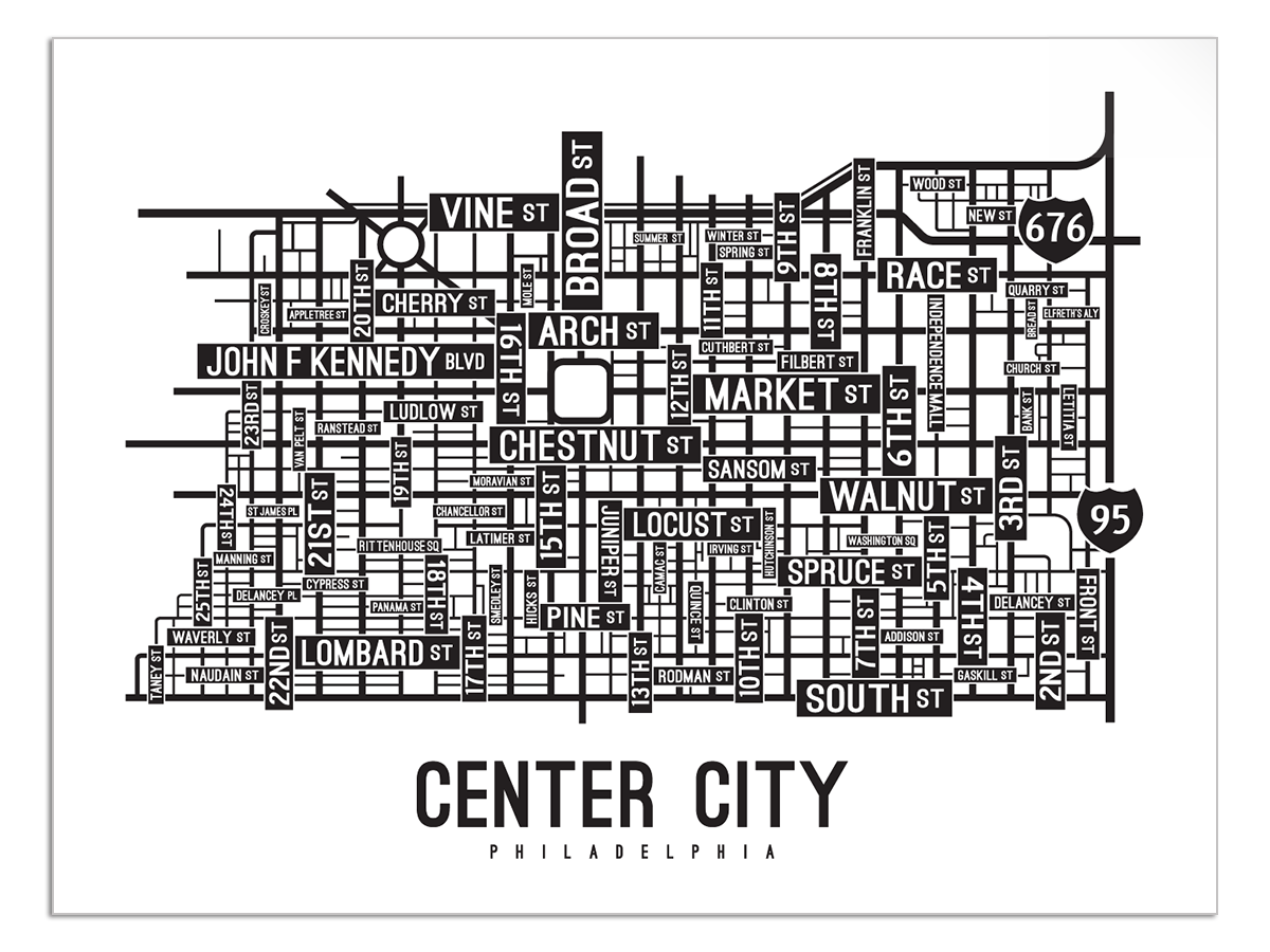 Center City, Philadelphia Street Map - School Street Posters