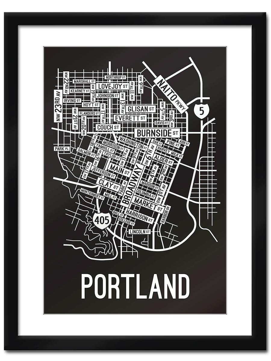 Portland, Oregon Street Map - School Street Posters