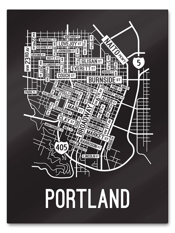 Portland, Oregon Street Map - School Street Posters