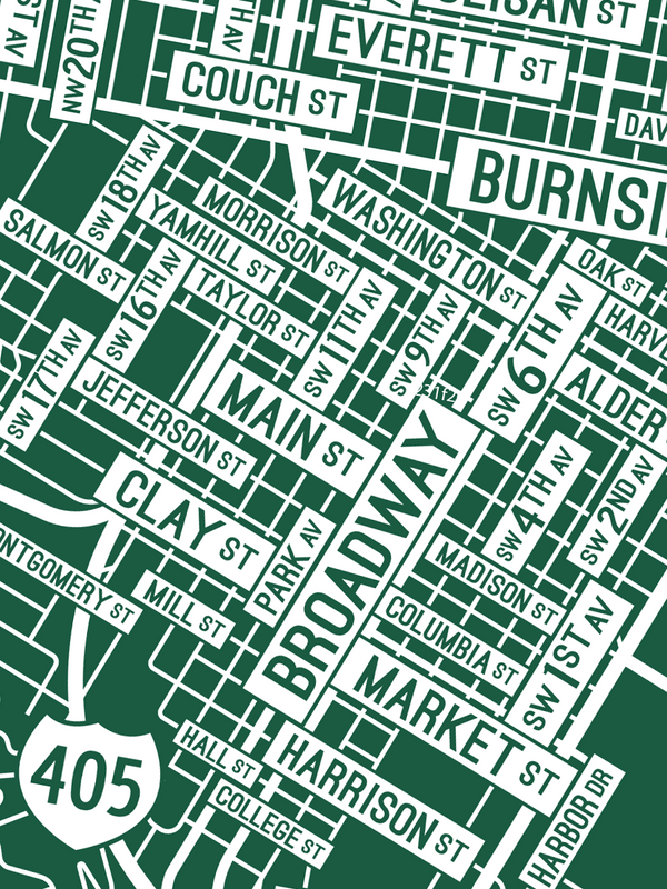 Portland, Oregon Street Map - School Street Posters