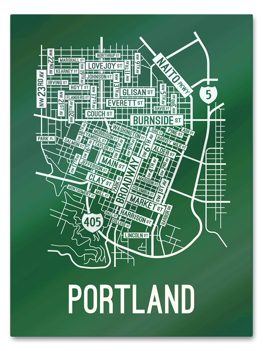 Portland, Oregon Street Map - School Street Posters