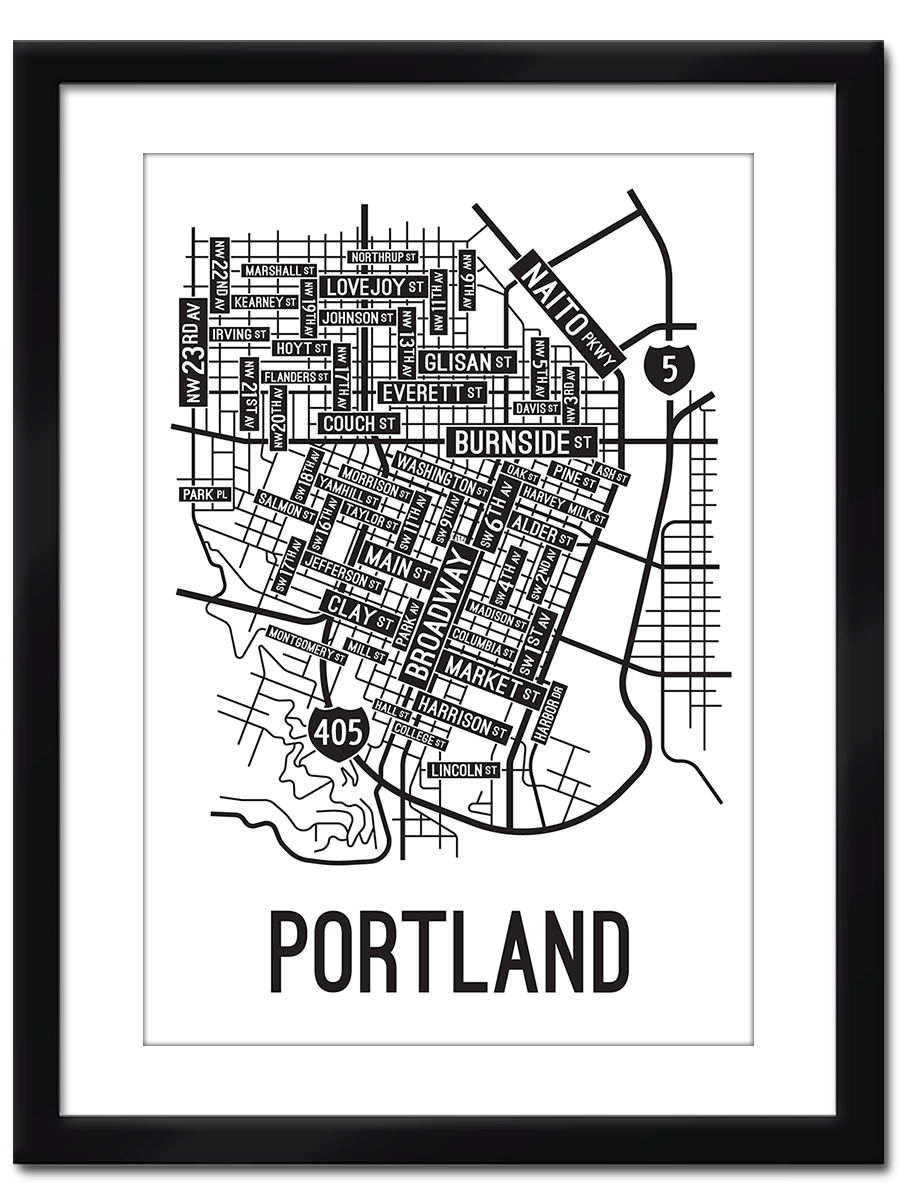 Portland, Oregon Street Map - School Street Posters