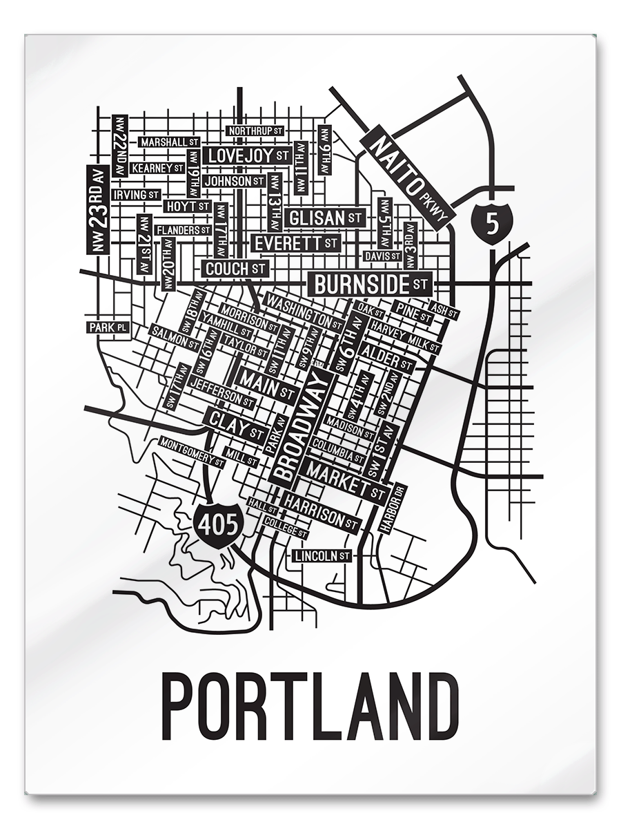 Portland, Oregon Street Map - School Street Posters