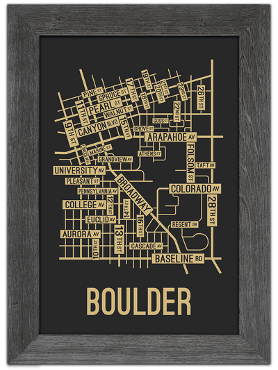 Boulder, Colorado Street Map Screen Print - School Street Posters