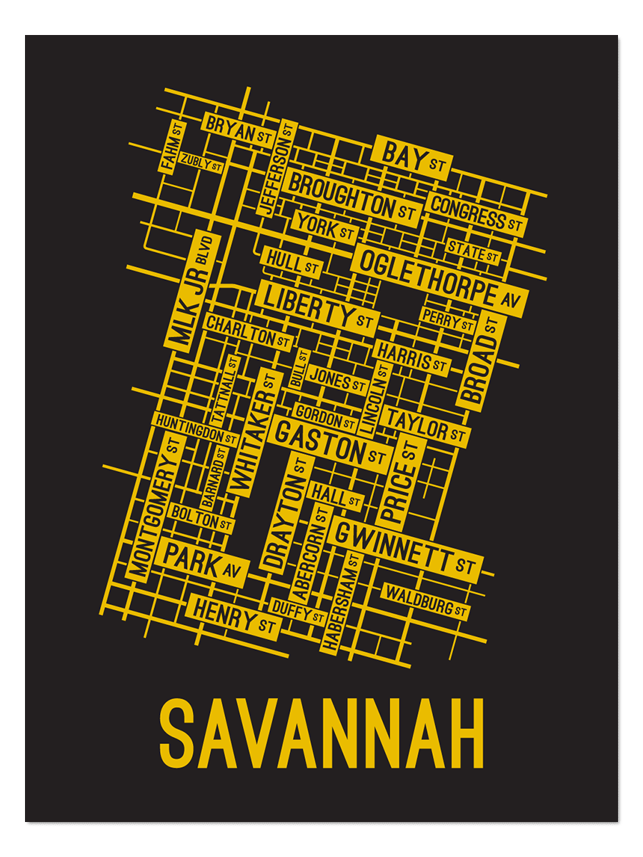Savannah, Georgia Street Map - School Street Posters