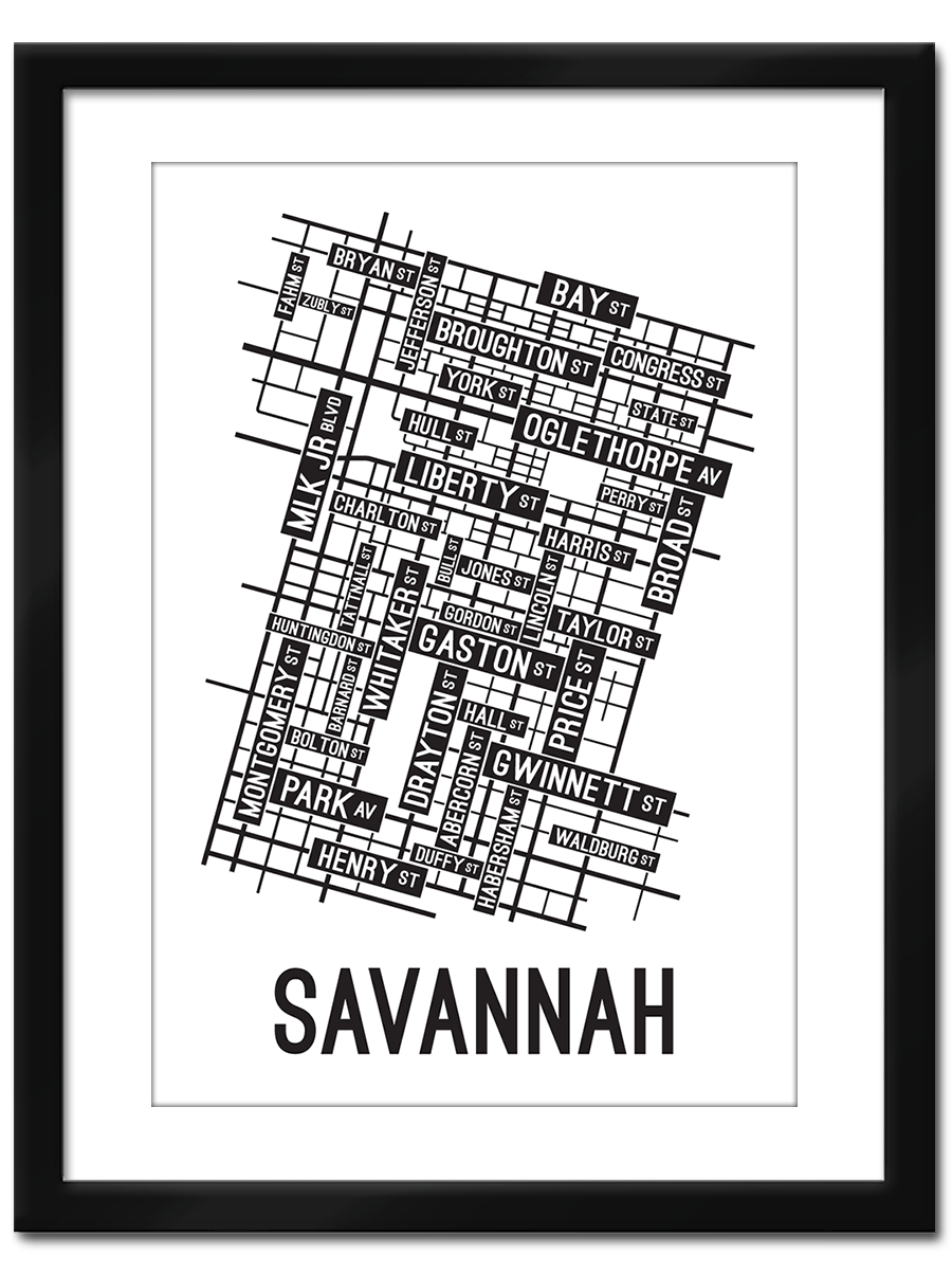 Savannah, Georgia Street Map - School Street Posters
