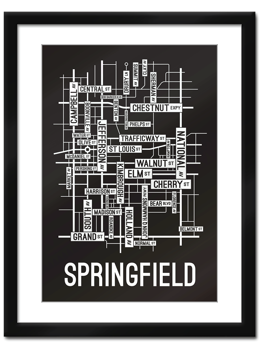 Springfield, Missouri Street Map - School Street Posters