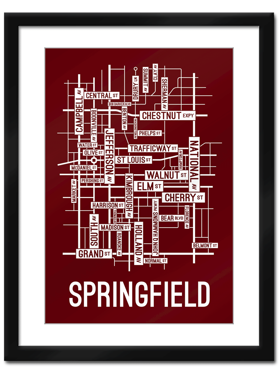 Springfield, Missouri Street Map - School Street Posters