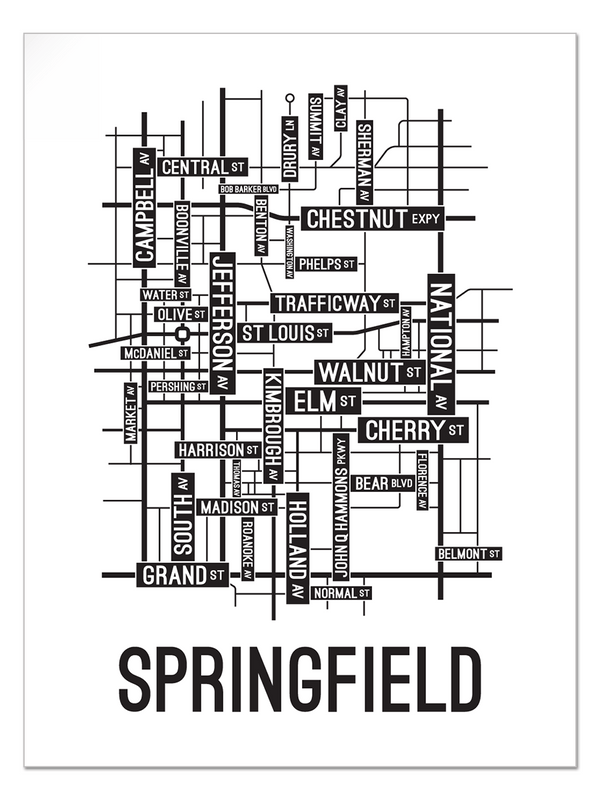 Springfield, Missouri Street Map - School Street Posters
