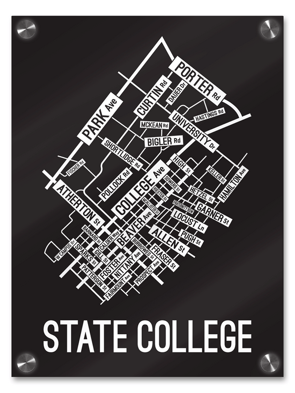 State College, Pennsylvania Street Map - School Street Posters