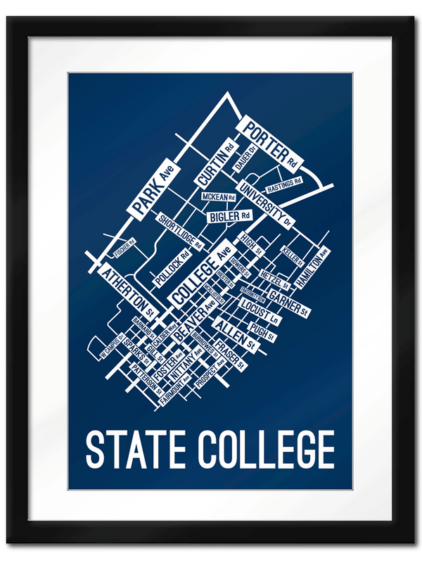 State College, Pennsylvania Street Map - School Street Posters