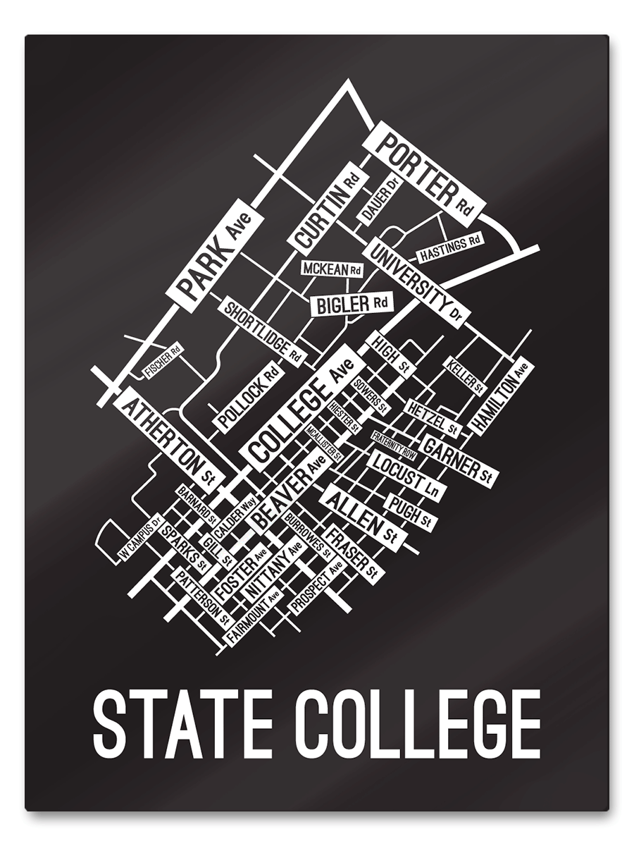State College, Pennsylvania Street Map - School Street Posters