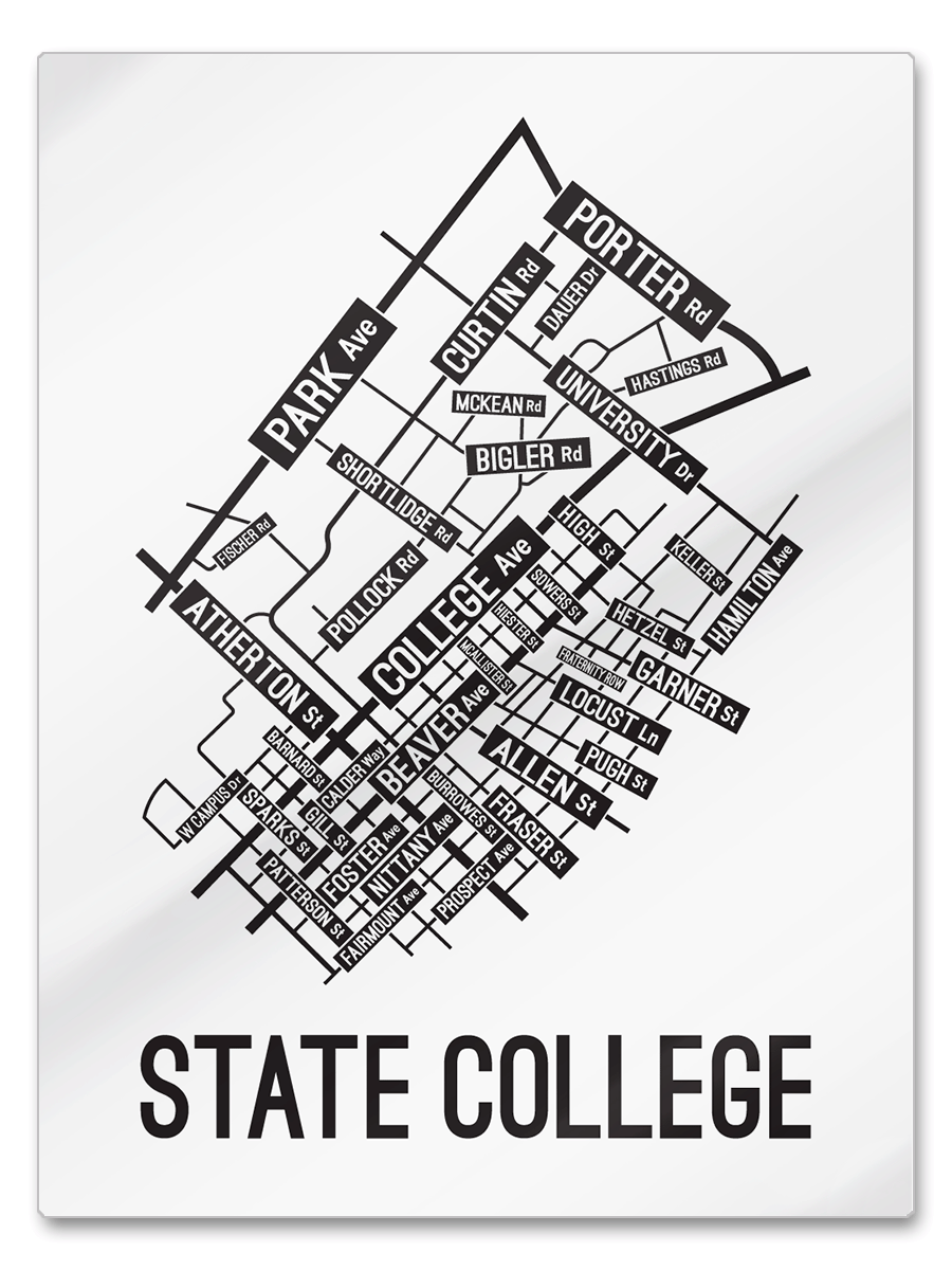 State College, Pennsylvania Street Map - School Street Posters