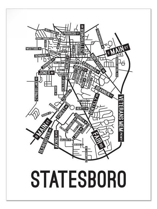 Statesboro, Georgia Street Map - School Street Posters