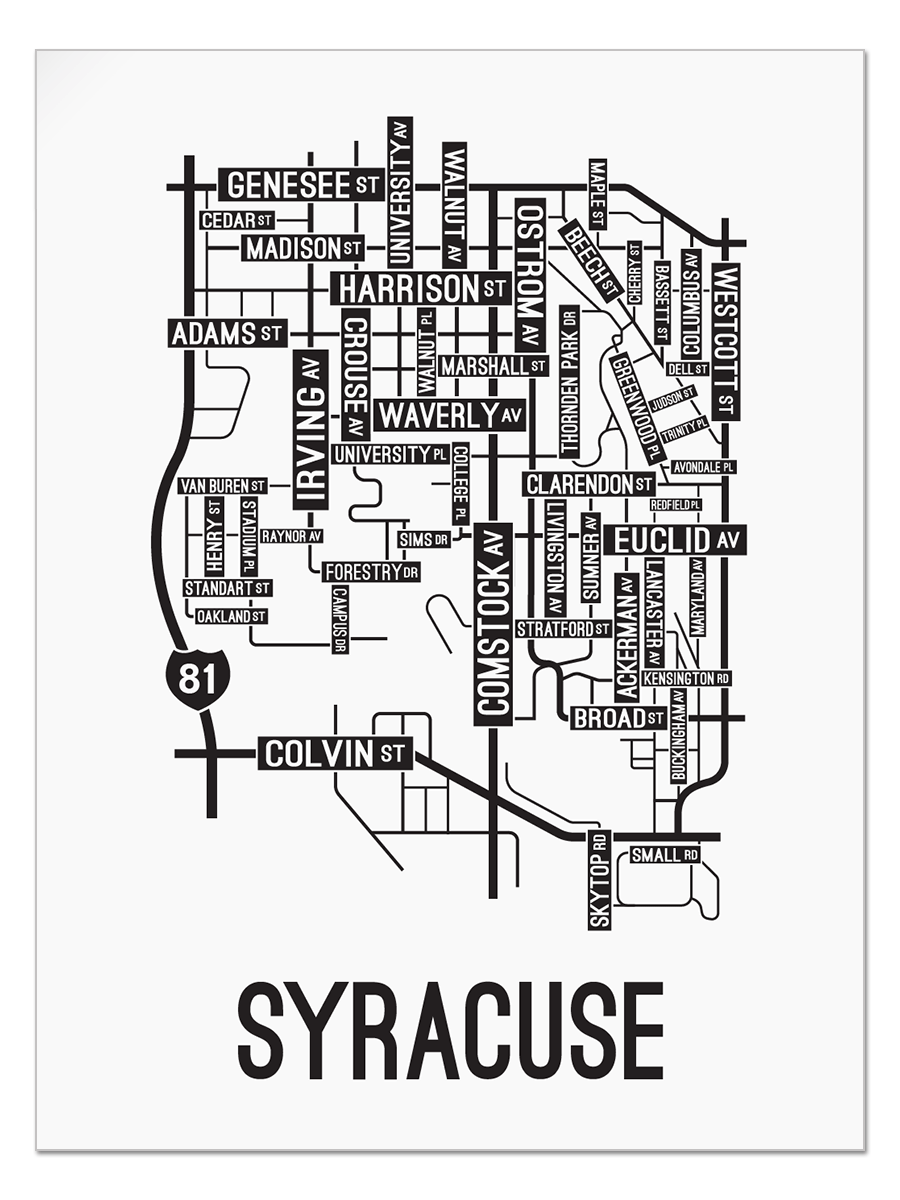 Syracuse, New York Street Map - School Street Posters