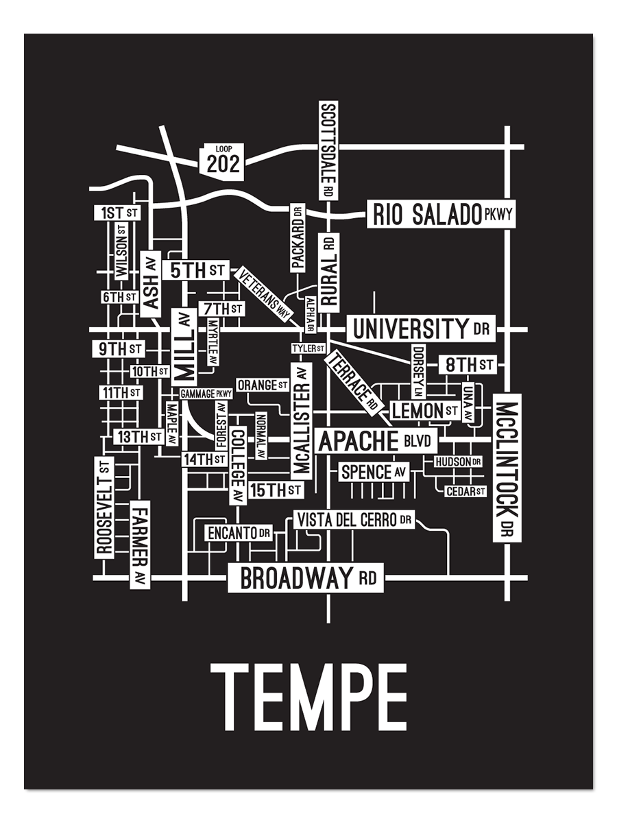 Tempe, Arizona Street Map - School Street Posters