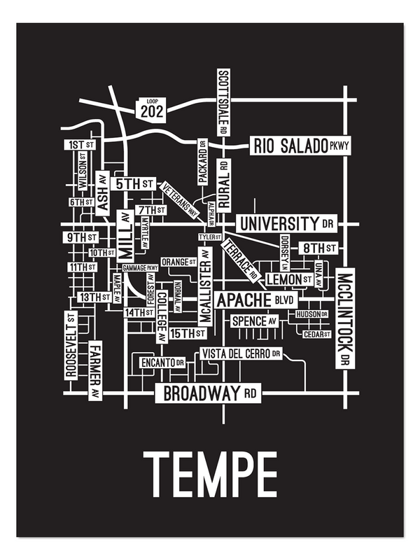 Tempe, Arizona Street Map - School Street Posters