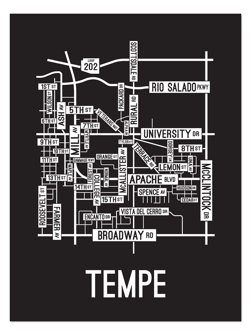 Tempe, Arizona Street Map - School Street Posters
