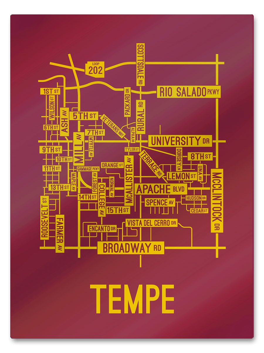 Tempe, Arizona Street Map - School Street Posters