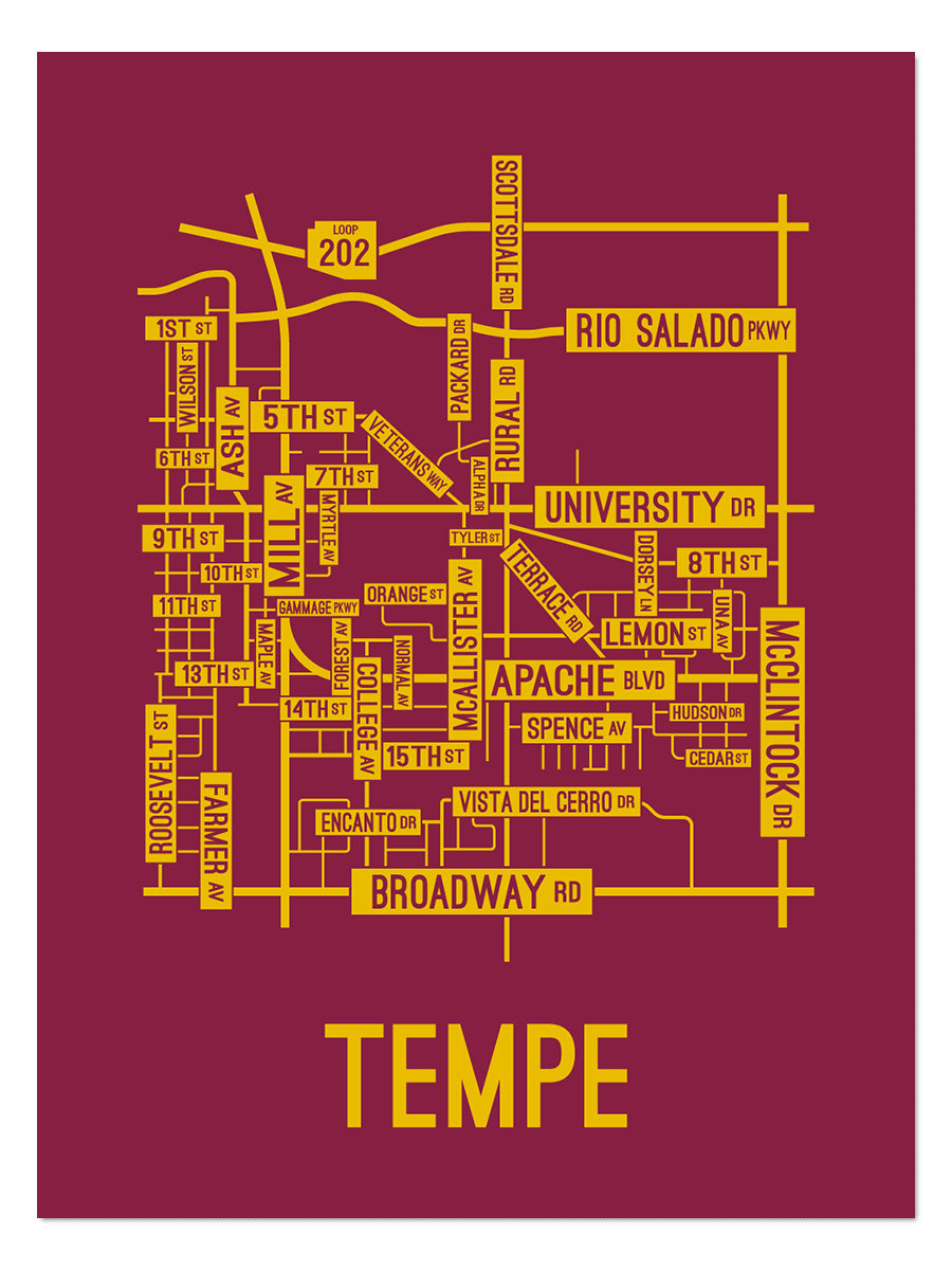 Tempe, Arizona Street Map - School Street Posters