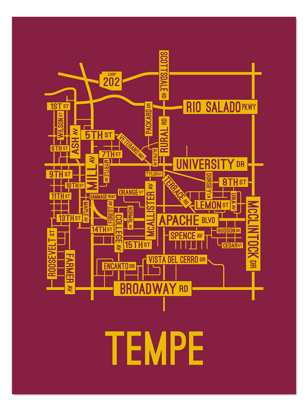 Tempe, Arizona Street Map - School Street Posters