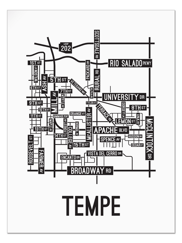 Tempe, Arizona Street Map - School Street Posters
