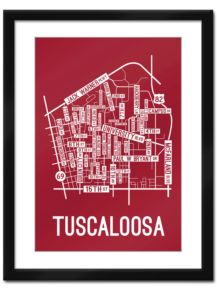 Tuscaloosa, Alabama Street Map - School Street Posters