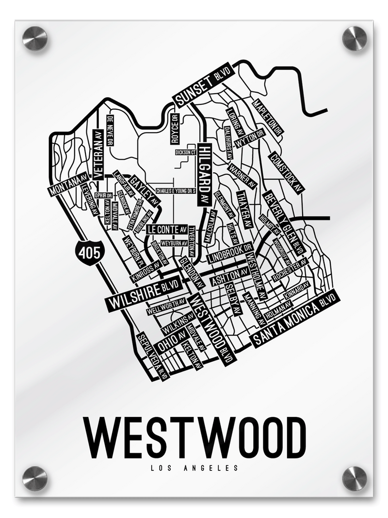 Westwood, Los Angeles Street Map - School Street Posters