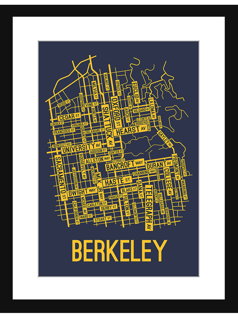 Berkeley, California Street Map Print - School Street Posters