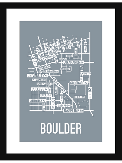 Boulder, Colorado Street Map Screen Print - School Street Posters