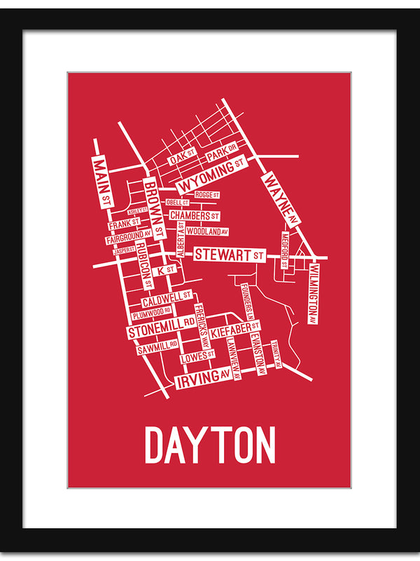 Dayton, Ohio Street Map Print - School Street Posters