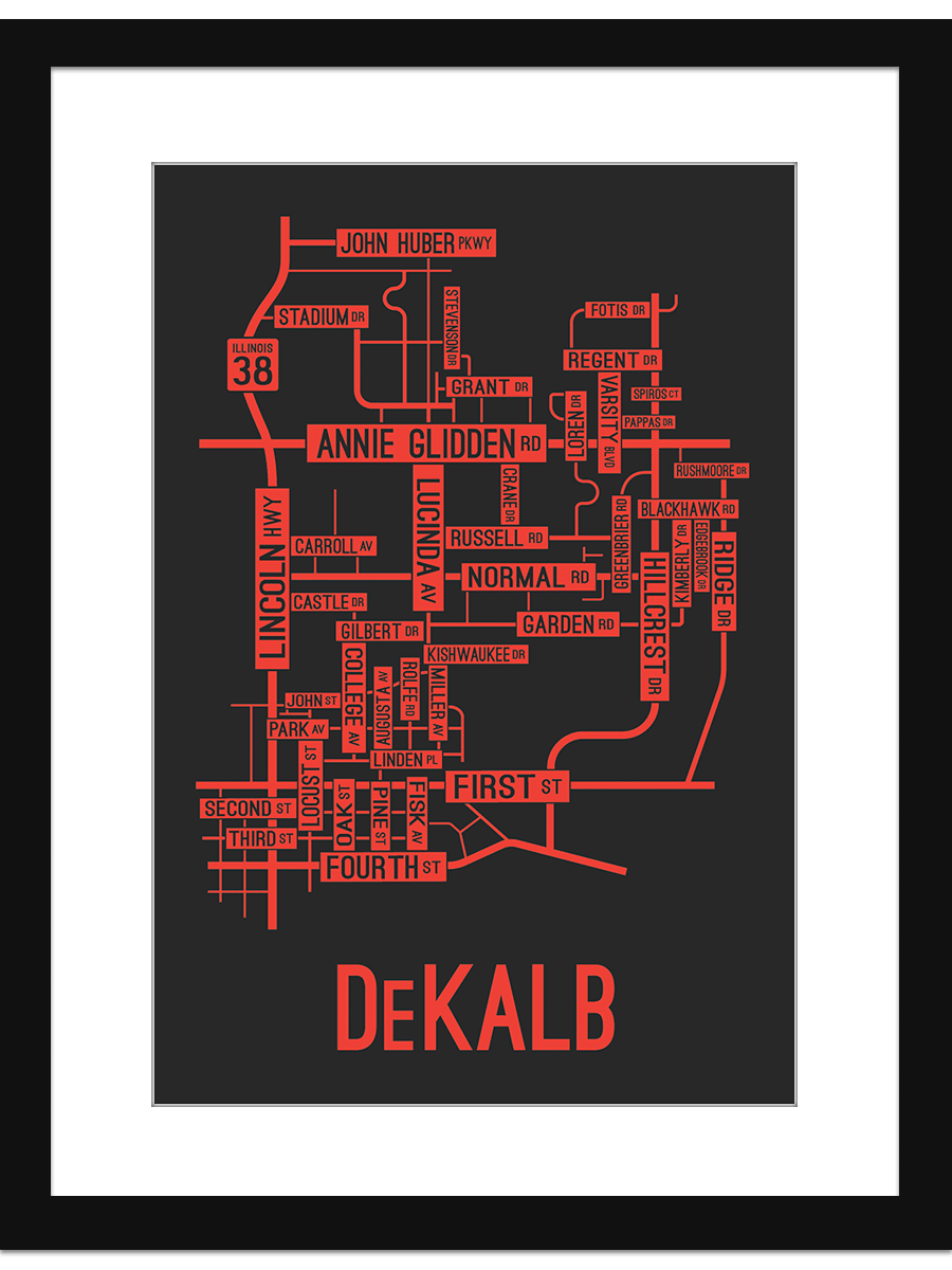 DeKalb, Illinois Street Map Poster - School Street Posters