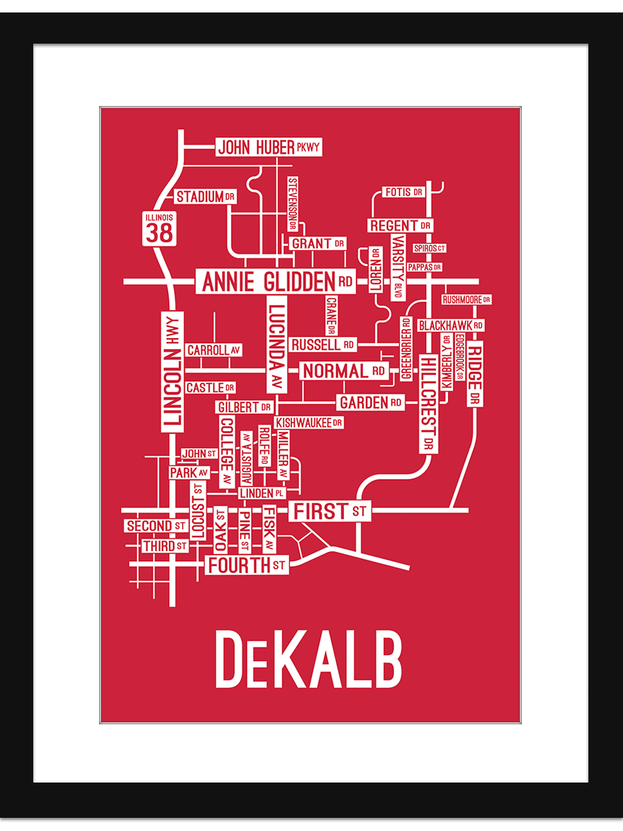 DeKalb, Illinois Street Map Poster - School Street Posters
