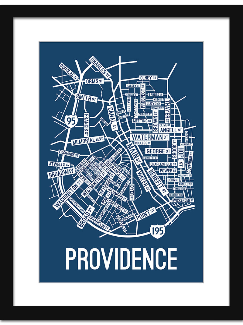 Providence, Rhode Island Street Map Screen Print - School Street Posters