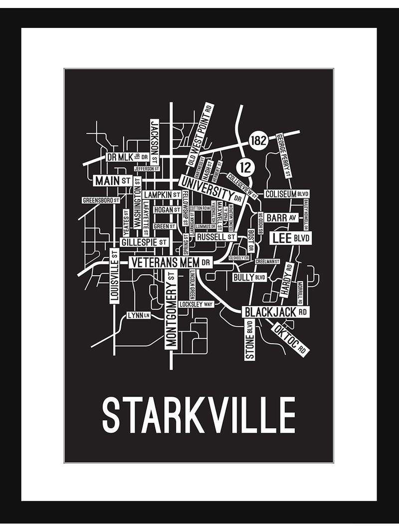 Starkville, Mississippi Street Map Print - School Street Posters