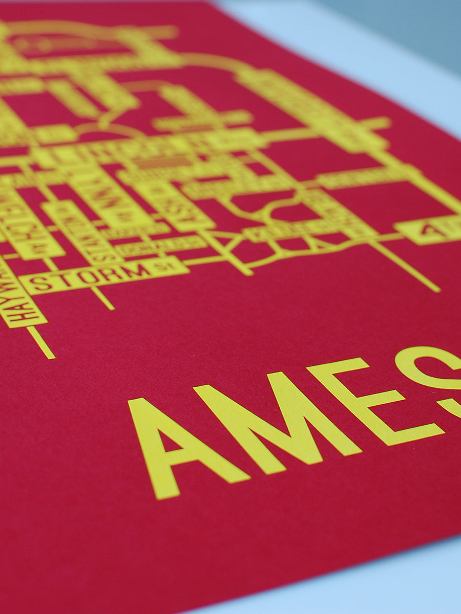 Ames, Iowa Street Map Print | School Street Posters
