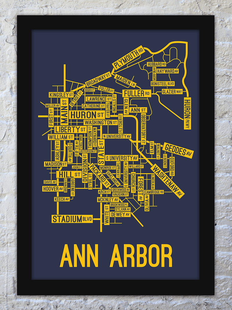 Ann Arbor, Michigan Street Map Print | School Street Posters