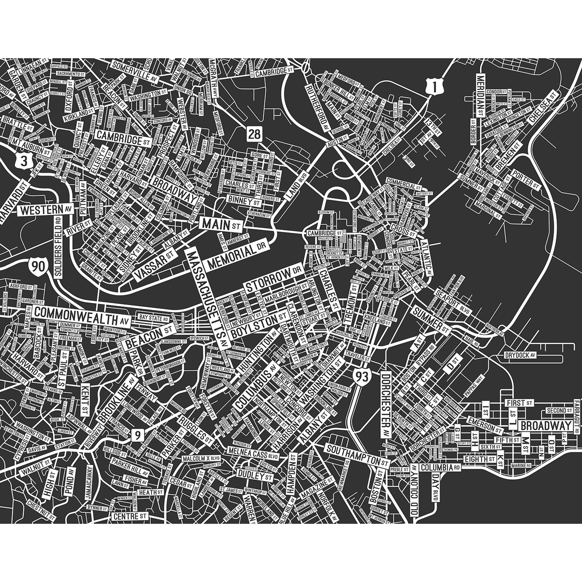 Boston, Massachusetts Street Map Poster - School Street Posters