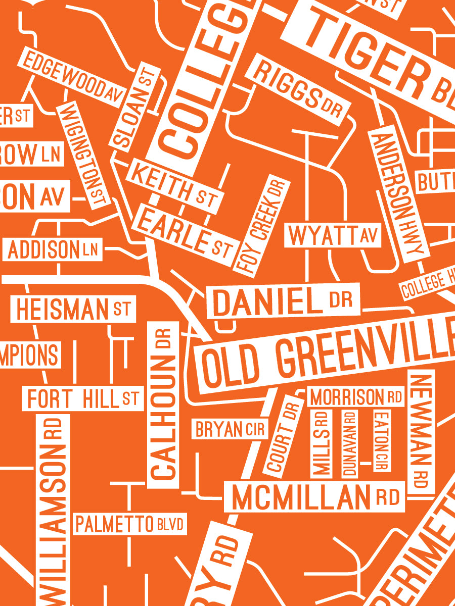 Clemson, South Carolina Street Map - School Street Posters