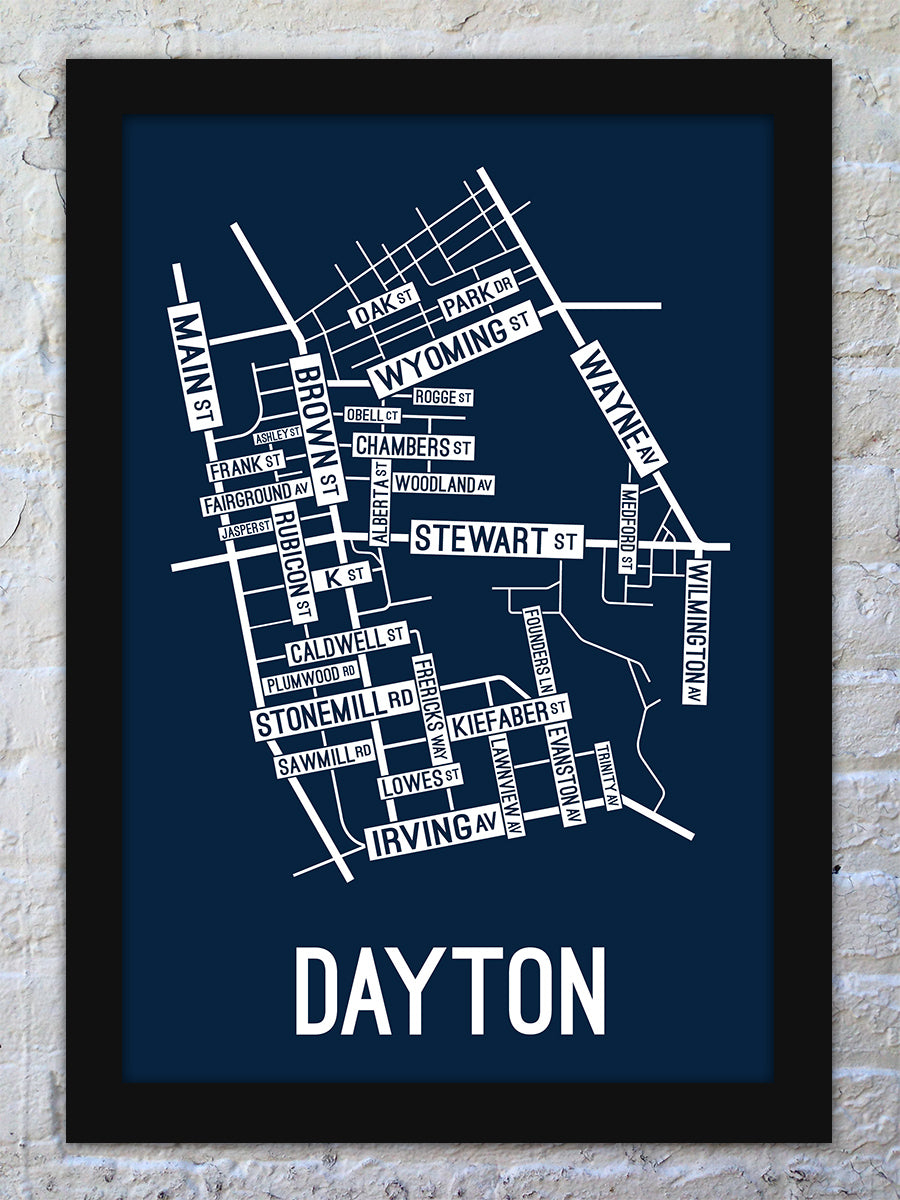 Dayton, Ohio Street Map Print - School Street Posters