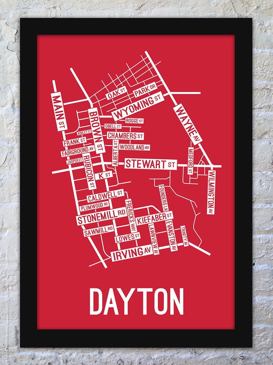 Dayton, Ohio Street Map Print - School Street Posters