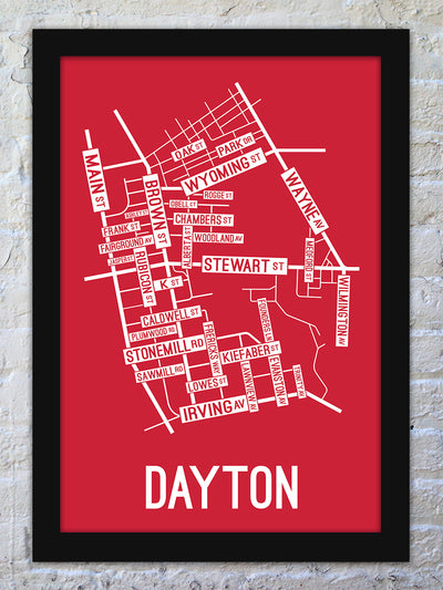 Dayton, Ohio Street Map Print - School Street Posters