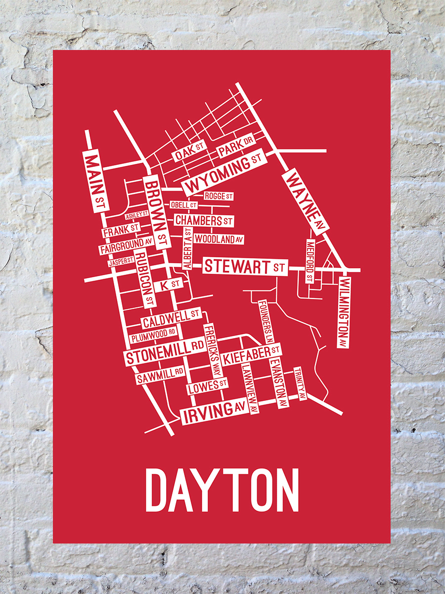 Dayton, Ohio Street Map Print - School Street Posters