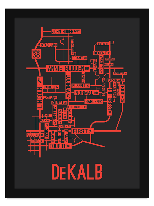 DeKalb, Illinois Street Map Poster - School Street Posters