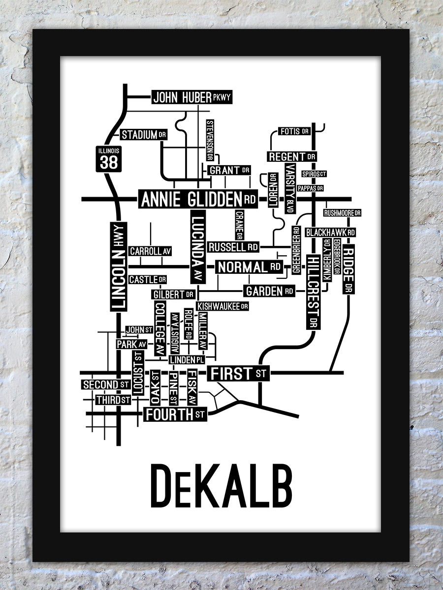 DeKalb, Illinois Street Map Poster - School Street Posters