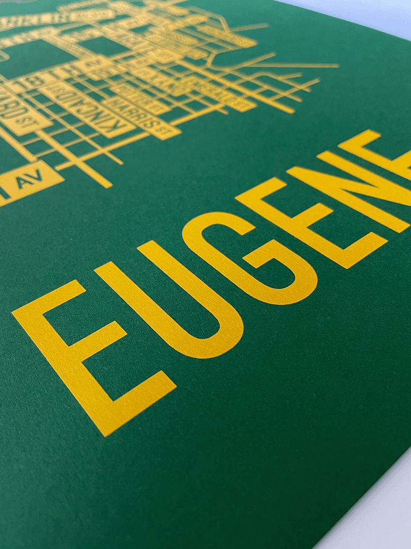 Eugene, Oregon Street Map Screen Print - School Street Posters