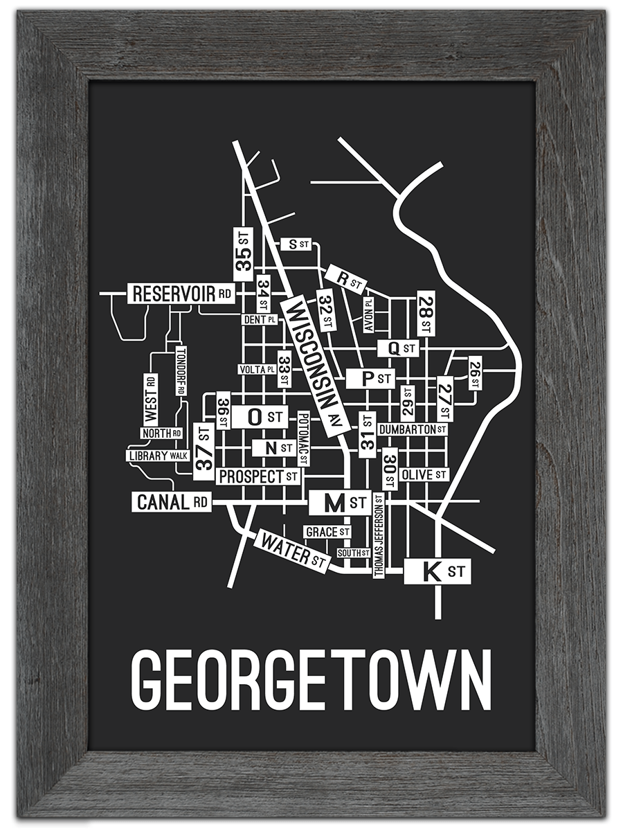 Georgetown, Washington D.C. Street Map Screen Print - School Street Posters