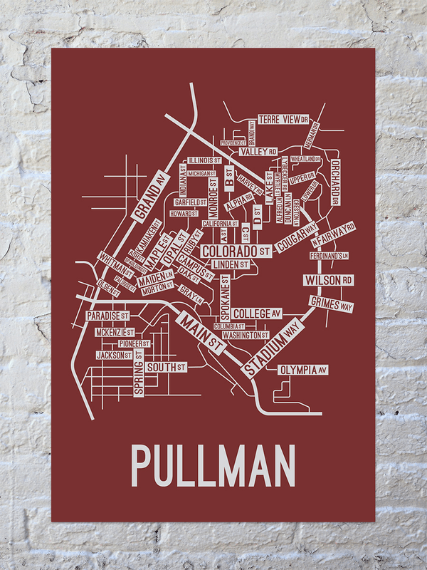 Pullman, Washington Street Map Print | School Street Posters