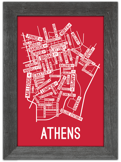 Athens, Georgia Street Map Screen Print - School Street Posters
