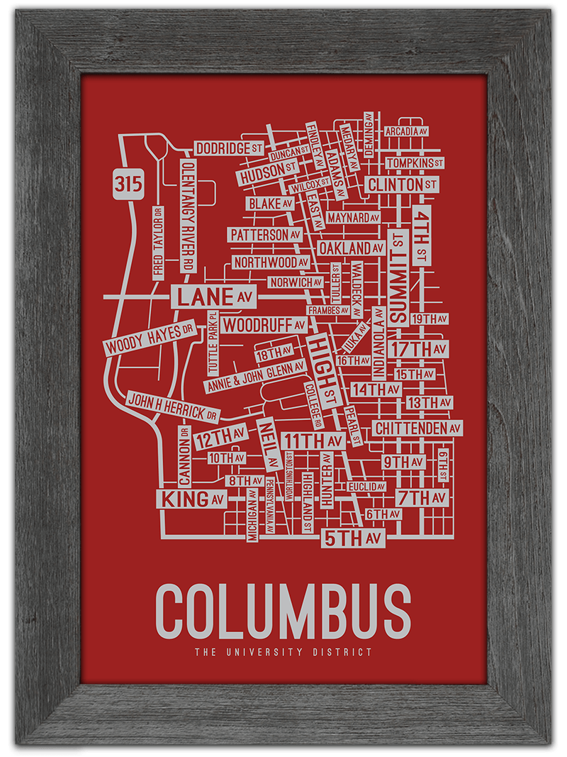 Columbus, Ohio Street Map Print | School Street Posters